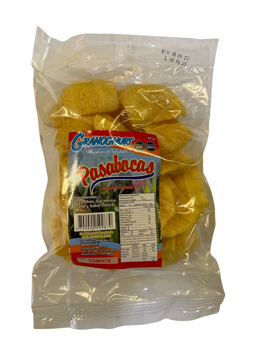 CHICHARRINES DE SOYA Sabor Tomate, Granoghurt x 40 g. | Mercado Vital